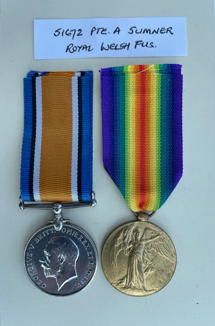 WW1 BWM & Victory Medal to Pte. A. Sumner, Royal Welsh Fusiliers ...