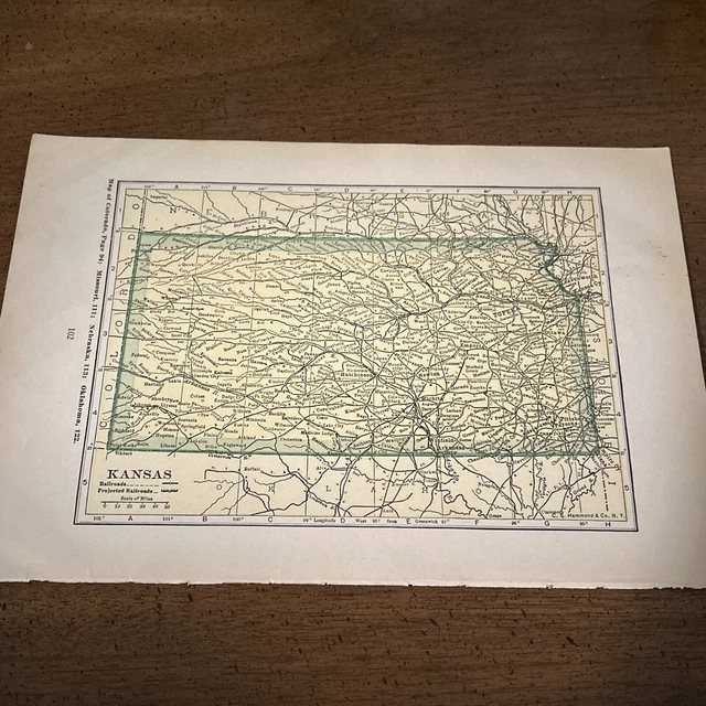 ANTIQUE 1925 MAP Of Kansas 6.5 x 9.5 Inches £7.24 - PicClick UK