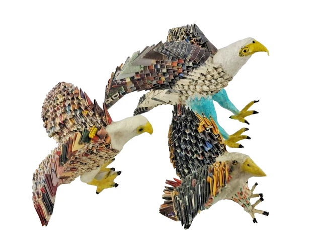 BIRD PAPER SCULPTURE Origami Magazine Papier-Mache Prison Art Colorful ...