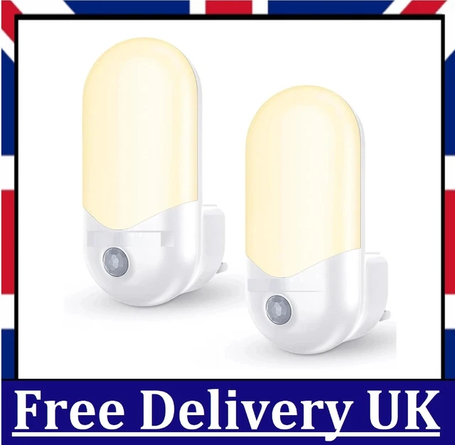 2PACK 1W 60LM 3000K Warm White UK Plug-in Night Lights with Light ...