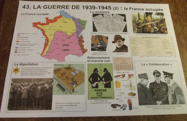 AFFICHE SCOLAIRE LA Guerre ,la France occupée ; le marché Noir 1939 à ...