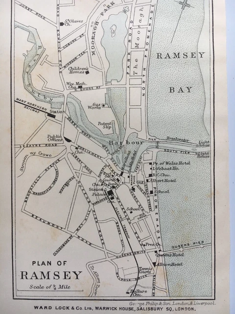 1902 PLAN OF Ramsey Isle of Man map antique chromolithograph £4.00 ...