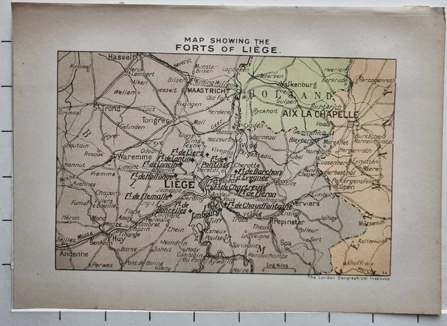 1918 WW1 WELTKRIEG I Aufdruck - Karte Zeigt Forts Of Liege Flemalle ...