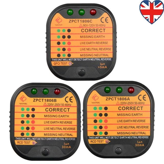 SOCKET TESTER POWER Socket Wiring Detection Wall Plug Breaker Finder ...