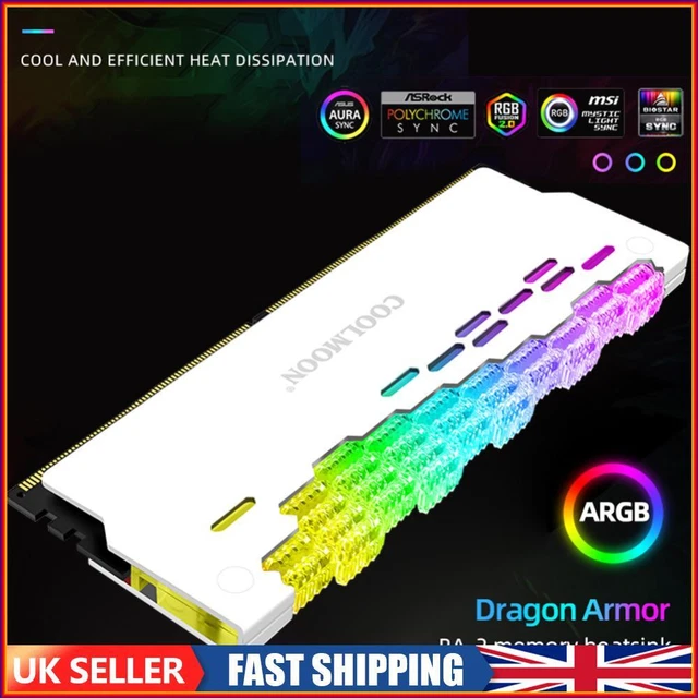 RA2 RAM HEAT Sink Cooler ARGB Heat Spreader for PC (White) £11.39 - PicClick UK