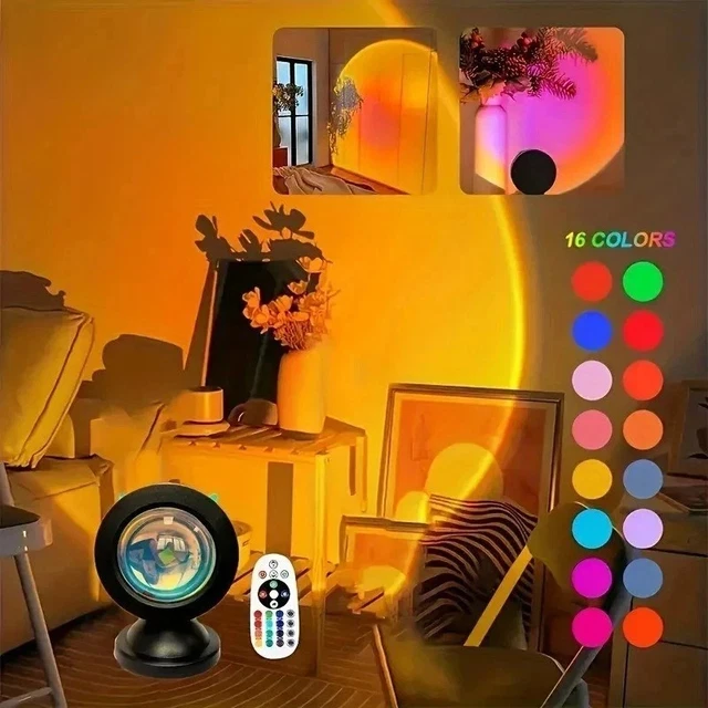 SUNSET LAMP PROJECTION 16 Colors Sunset Projection Lamp Night Light ...