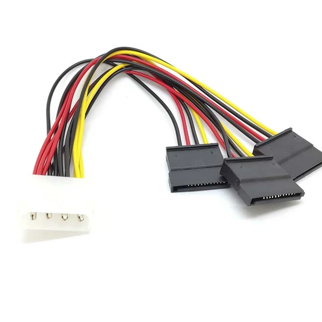4 PIN IDE Molex to 3 Serial ATA SATA Power Splitter Cable connectors ...