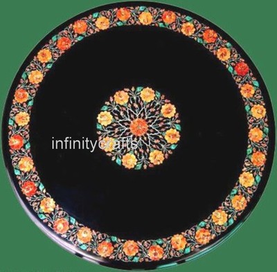ROUND MARBLE DINING Table Top Beautiful Border Pattern Inlaid Sofa ...