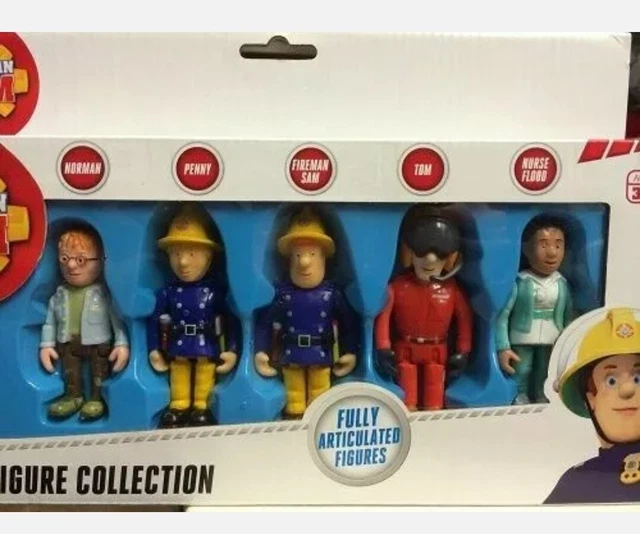 FIREMAN SAM 5 pack figures Norman, Penny, Sam, Tom & Nurse Flood play ...