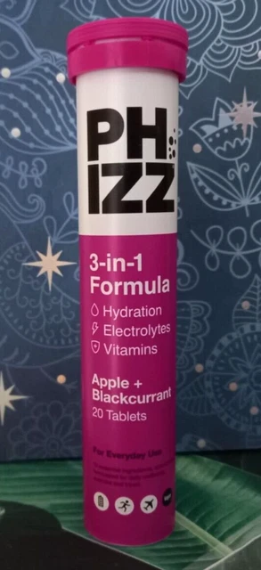 PHIZZ 3-IN-1 FORMULA Hydration Electrolytes Vitamins 20 Tablets Apple ...