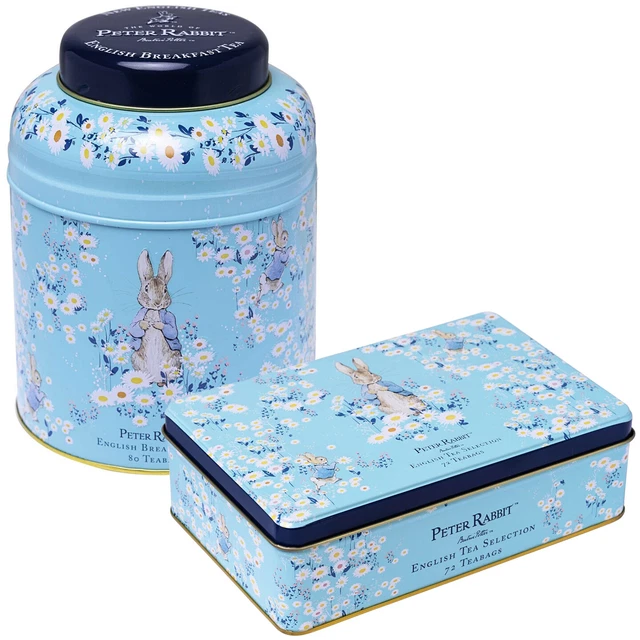 PETER RABBIT TEA Caddy Box New English Teas Embossed Tin With Teabag ...