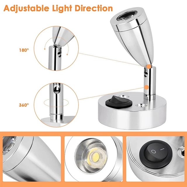 12-24V LED SPOTLIGHT Reading Light RV Interior USB 360 ° Adjustable ...