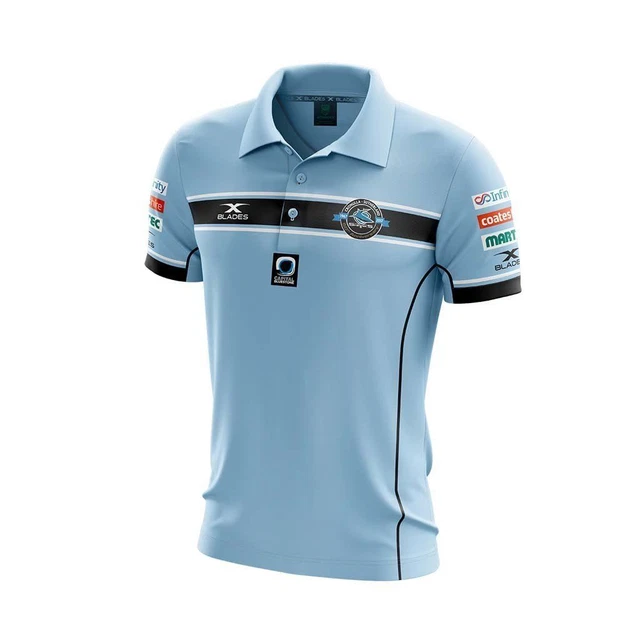 CRONULLA SHARKS NRL Mens Media Polo Shirt, sizes S - 5XL, Clearance ...