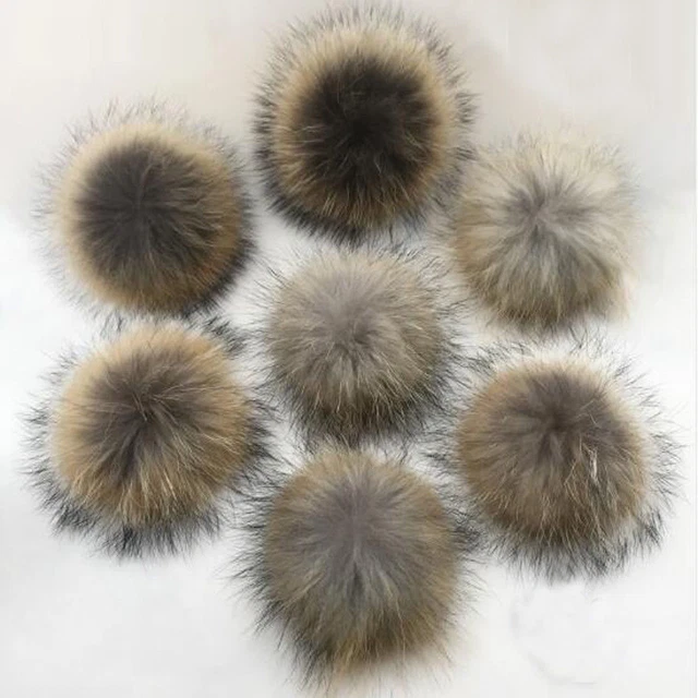 FAUX RACCOON FAKE Fur Hair Huge Ball-Fluffy Pompom Pendant For Hat Bag ...