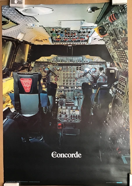 BRITISH AIRWAYS CONCORDE Flight Deck Vintage Cockpit Poster £57.82 ...