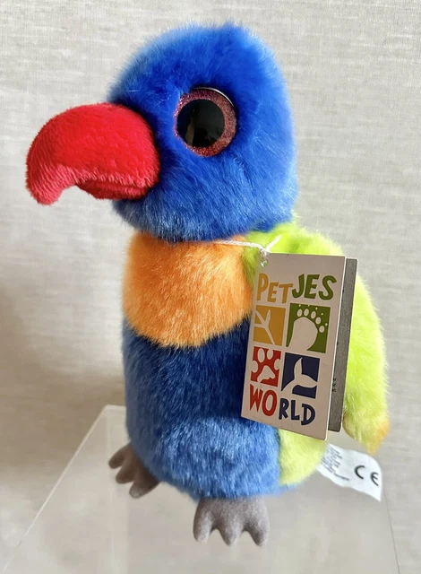 PARROT LORIKEET SOFT Toy Petjes World Plush Bright Colours Glitter Eyes ...