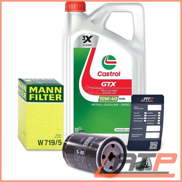 MANN-FILTER OIL FILTER + 5L Castrol Gtx 10W-40 A3/B4 For Vw Polo 86C 0. ...