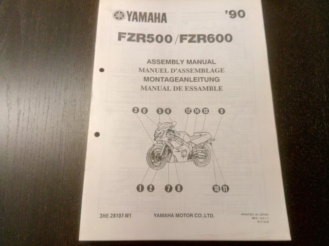 YAMAHA FZR 500 600 FZR500 FZR600 1990 Assembly Manual Montageanleitung ...