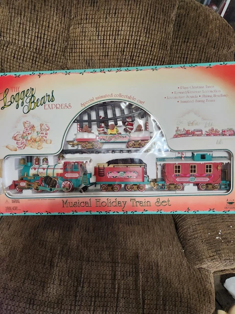 THE LOGGER BEARS Express Musical Holiday Train Set Works Great £28.38 ...