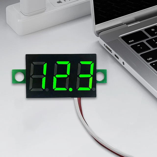 2 WIRES DC Volt Meter Reverse Polarity Protection 0.28 Inch LED Screen ...