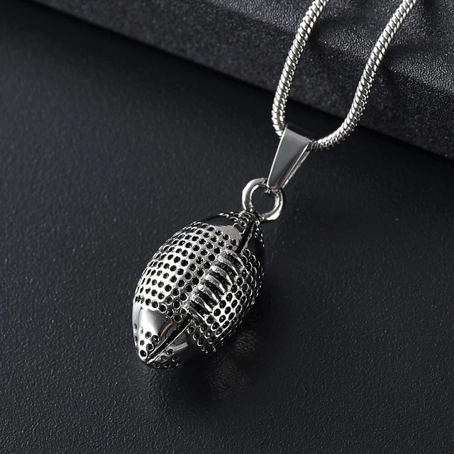 URN RUGBY BALL Cremation Jewellery Ashes Pendant Keepsake Necklace Gift ...