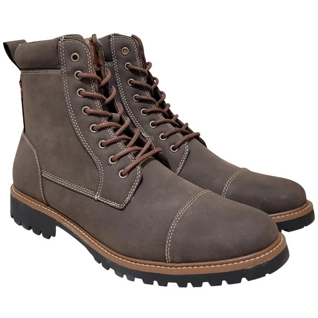 LEVI'S MEN WYATT Cap Toe Work Combat Boots Size US 11M Dark Brown Faux ...