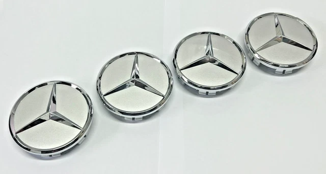 NABENDECKEL SATZ ORIGINAL Mercedes Glanzsilber 3D 66,8mm S GLS GLE ...