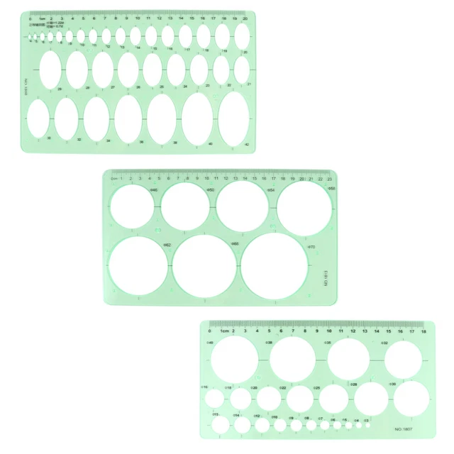 3 PCS OVAL Templates Three-dimensional Hollow Multifunctional Geometric ...