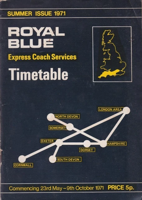 ROYAL BLUE BUS Timetable Book May 1971 £12.00 - PicClick UK