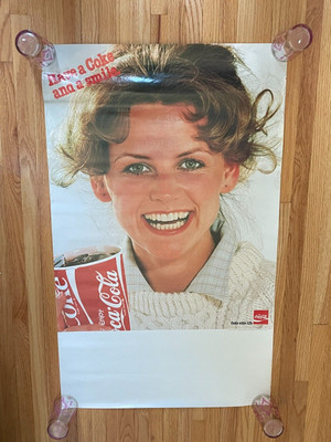 1970'S COCA-COLA STORE Window Display Poster Coke Adds Life And A Smile ...
