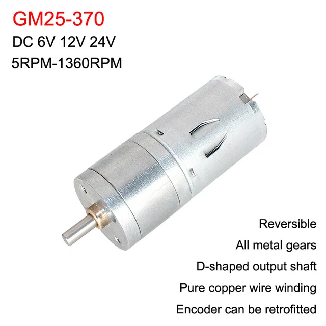 5RPM-1360RPM GETRIEBEMOTOR 6V 12V 24V DC Langsamläufer Elektromotor GM25-370 EUR 10,54 - PicClick DE