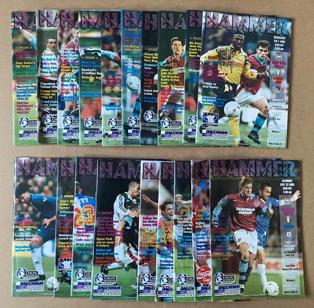 COLLECTION OF 19 x West Ham home programmes from season 1995-1996 £4.36 ...
