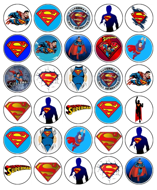 SUPERMAN CUPCAKE TOPPERS Edible Wafer Birthday Cake Decorations (2 ...