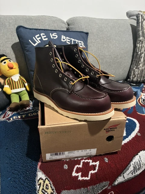 RED WING 8847 Classic Moc Toe Black Cherry Heritage Boot Sz 9.5 E ...