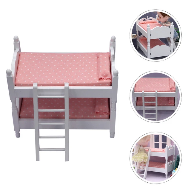 MINI BUNK BED Model Doll House Miniature Furniture Prop Mini Bedroom ...