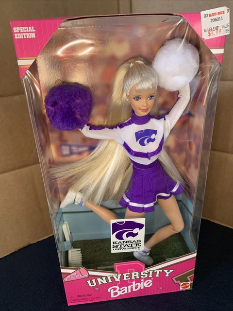 BARBIE KANSAS STATE University Cheerleader Doll 1996 Mattel #19156 NIB ...