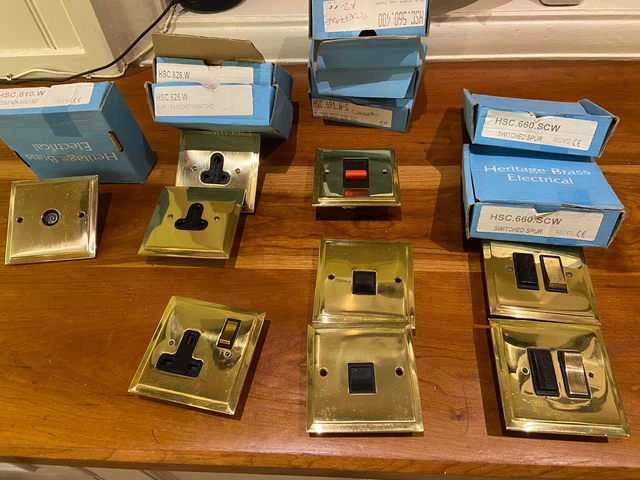 HERITAGE BRASS ELECTRICAL sockets and switched spurs including cooker £ ...