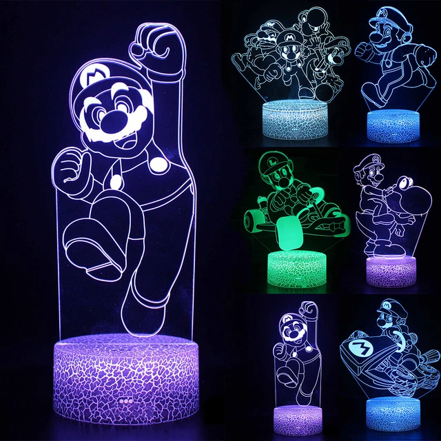 SUPER MARIO BROS 3D LED Night Light 7 Colours Changing Touch Control ...