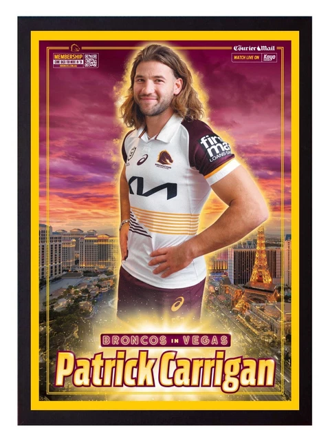 FRAMED 2024 BRISBANE Broncos NRL Las Vegas Poster - Patrick Carrigan ...
