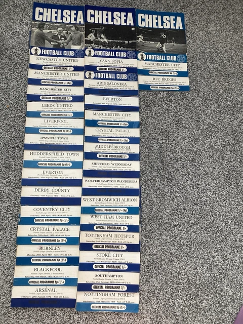 COMPLETE SEASON OF 29 Chelsea Home Programmes 1970-71 Season. £20.00 ...
