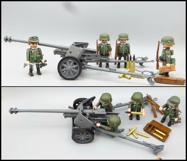 PLAYMOBIL CUSTOM WW2 Cañon Anti tanque PAK40 75mm Ejército Alemán WW2 ...