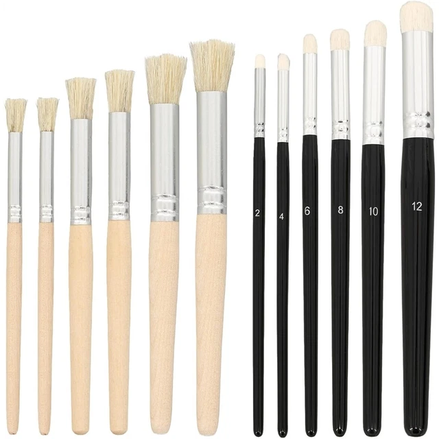 12 PCS DRY Brush Miniature Painting, Round Paint Brush, Stencil Brushes ...