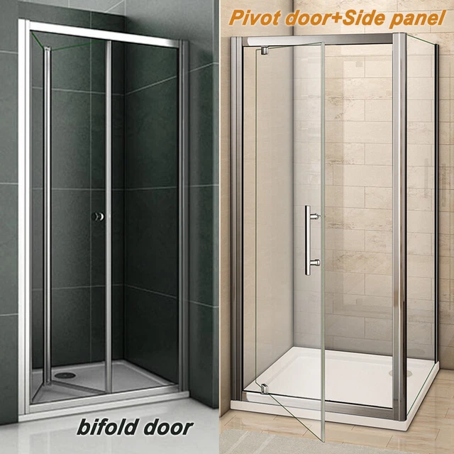 Aica Bi Fold Pivot Shower Door Enclosure And Tray Walk In Glass Screen