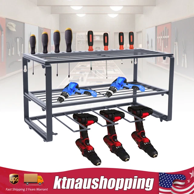 TOOL RACK WALL Mount Storage Organizer Holder Power Drill Heavy Duty ...