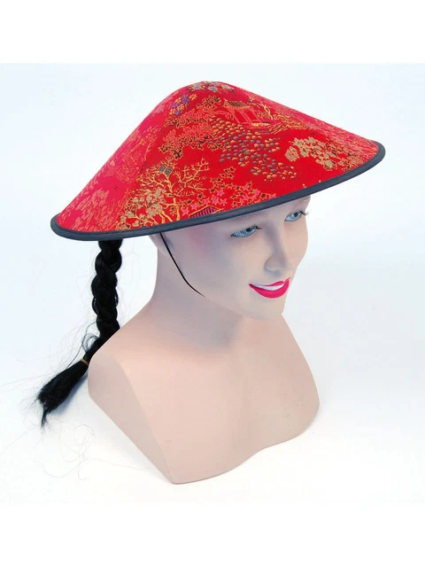 OFFICIAL FORUM RED Chinese Coolie Hat & Plait £11.35 - PicClick UK