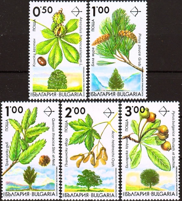 BULGARIA 1992 RARE Tree Species Oak/Quercus/Hippocastanum/Pine/Maple ...
