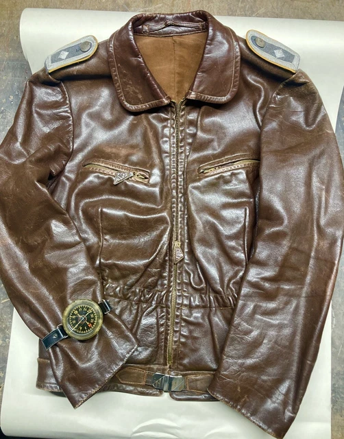 ORIGINAL WW2 LEATHER Pilot Jacket Luftwaffe, Hartmann, Messerschmitt Bf ...