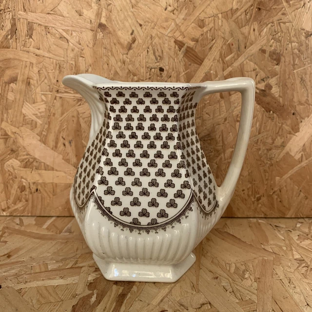 VINTAGE ADAMS SHARON Tall Milk Sauce Jug Pitcher Brown Shamrocks - 15 ...