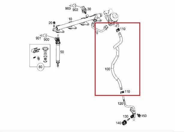 ORIGINAL MERCEDES-BENZ KRAFTSTOFFSCHLAUCH an Hochdruckpumpe M274 ...
