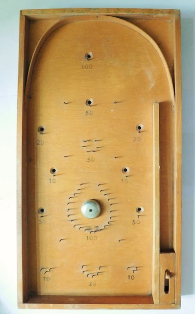 VINTAGE WOODEN BAGATELLE board traditional tabletop game made in ...
